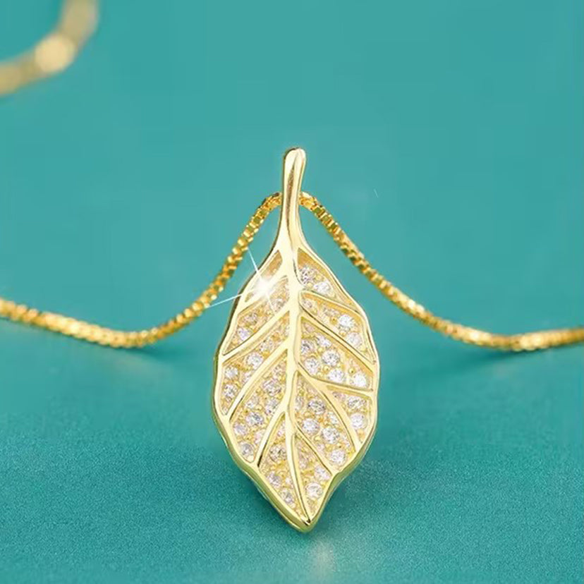 14K Gold Plated Leaf Shape Necklace Fashion Gift for Women – GiftLona